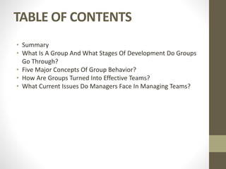 Chapter 8 : Understanding groups and managing work teams | PPTX