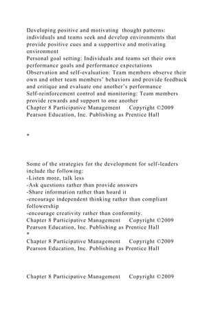 Chapter 8 Participative Management Copyright ©2009 Pea.docx