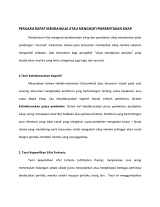 Chapter 8 pembentukan dan pengubahan sikap konsumen | DOCX
