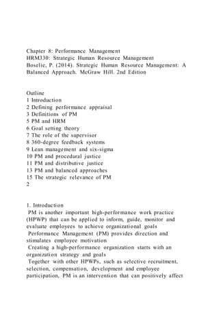 Chapter 8 Performance ManagementHRM330 Strategic Human Resou | PDF
