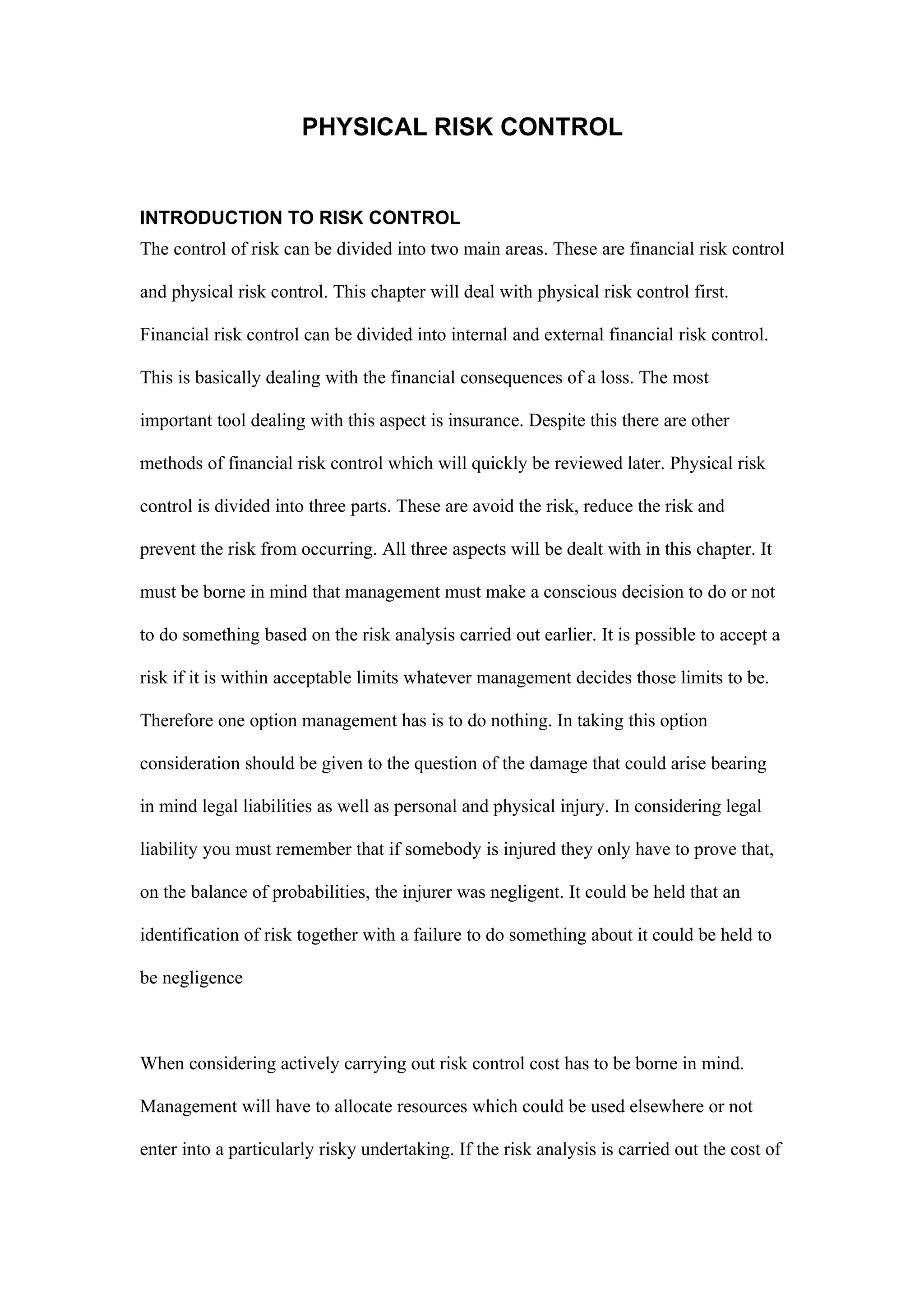 Chapter 8 physical risk control | DOC