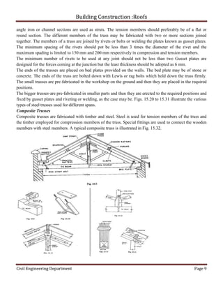 The General types of roofs are 1. Pitched/slopping roofs 2. Flat roofs ...