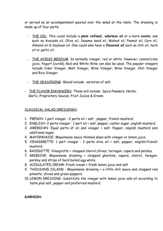 Chapter 8 salads and salad dressings | DOC