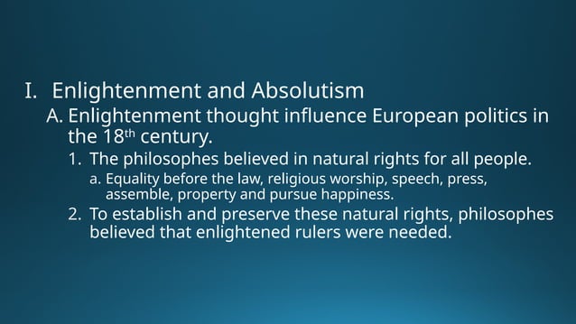 Chapter 8 Section 3 PowerPoint - Enlightened Absolutism and the Balance ...