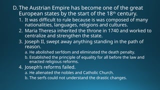 Chapter 8 Section 3 PowerPoint - Enlightened Absolutism and the Balance ...
