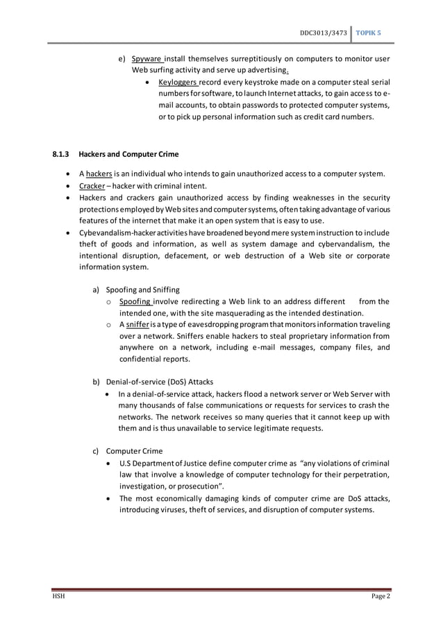 Chapter 8 securing information systems MIS | DOCX | Information and Network Security | Computing