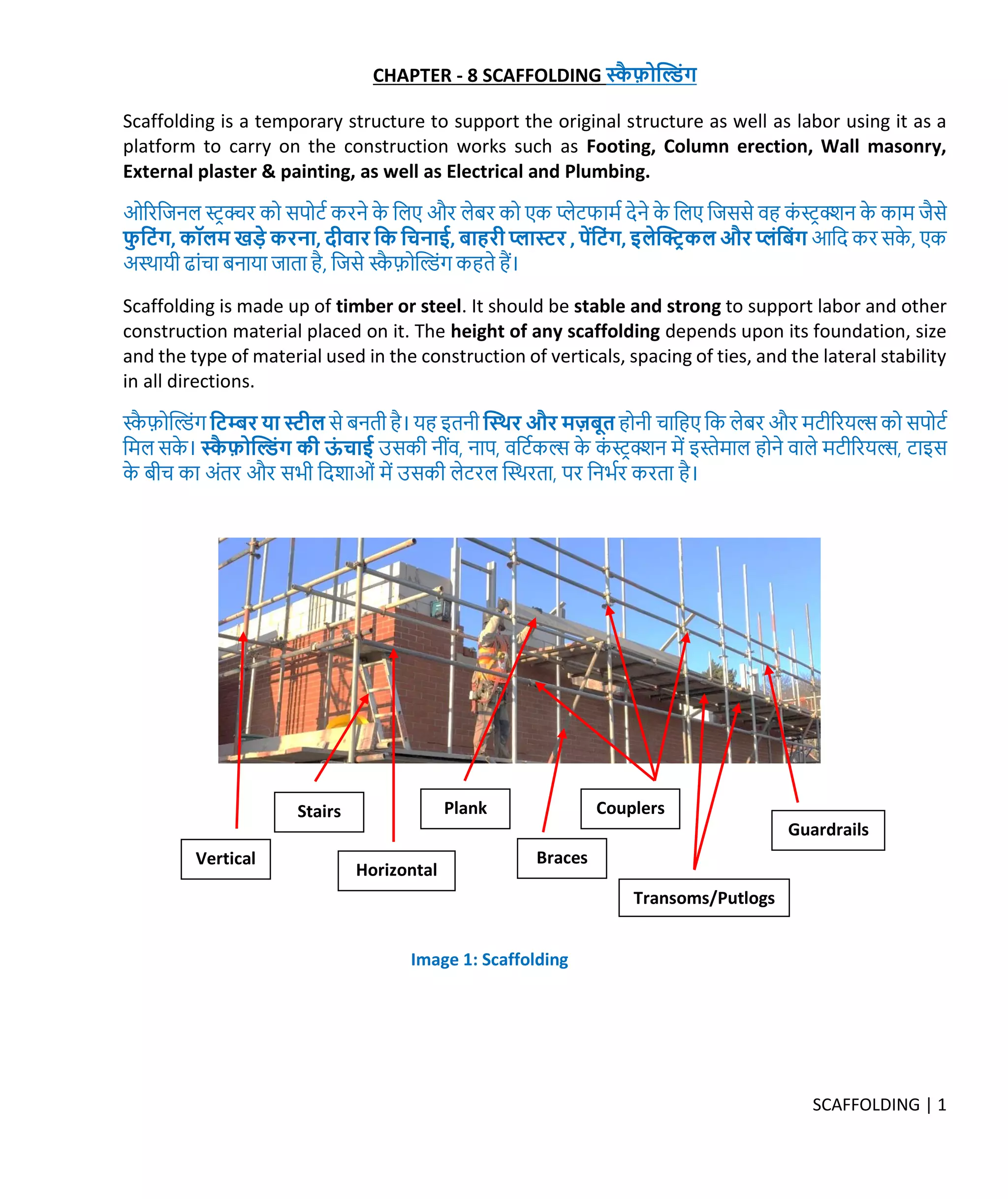 'DRISHTI' Chapter 8: Scaffolding (स्कैफ़ोल्डिंग) | PDF