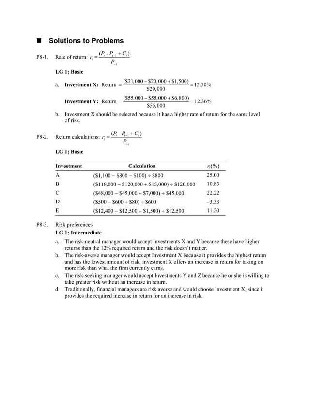 Managerial Finance By Gitman Chapter 8 solutions | PDF
