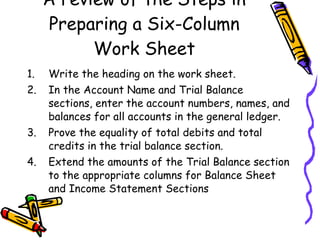 Chapter 8 the six column work sheet | PPT