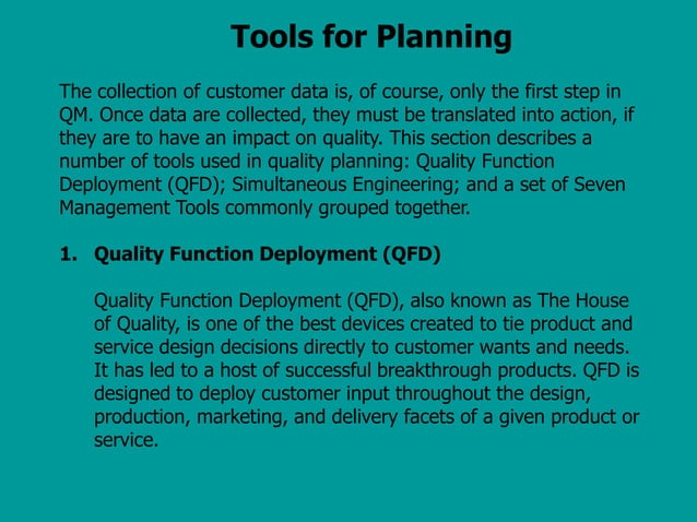 Tools And Techniques For Quality Management Ppt
