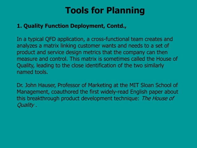 Tools And Techniques For Quality Management Ppt