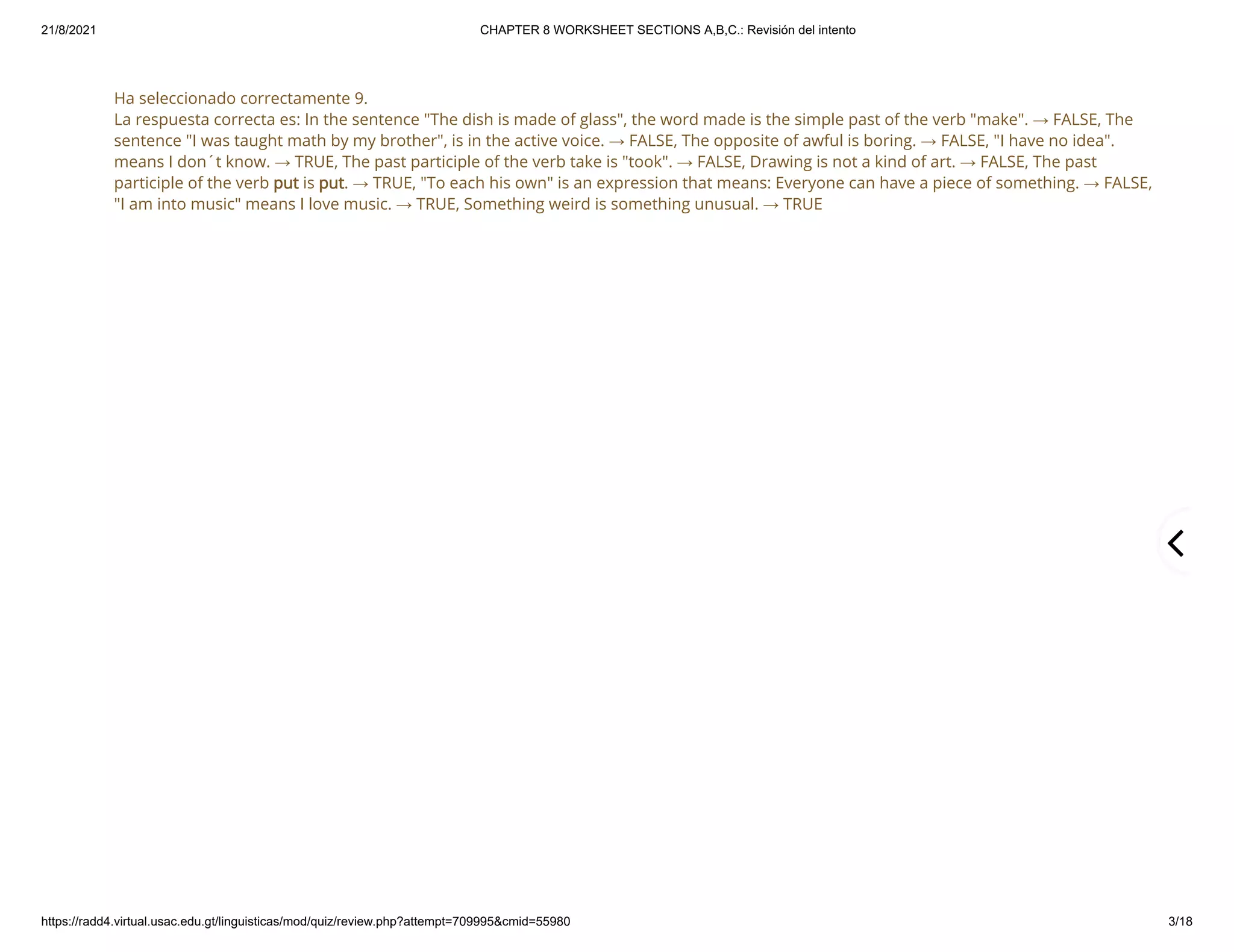 Chapter 8 worksheet sections a,b,c. revisión del intento | PPT