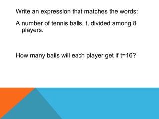 Equations, Expressions, Variables | PPT