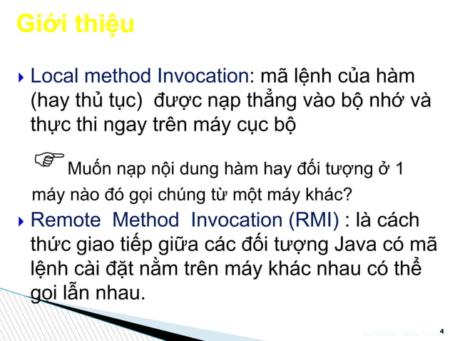 [Java] Khái niệm về RMI trong Java và cách sử dụng RMI | PPT