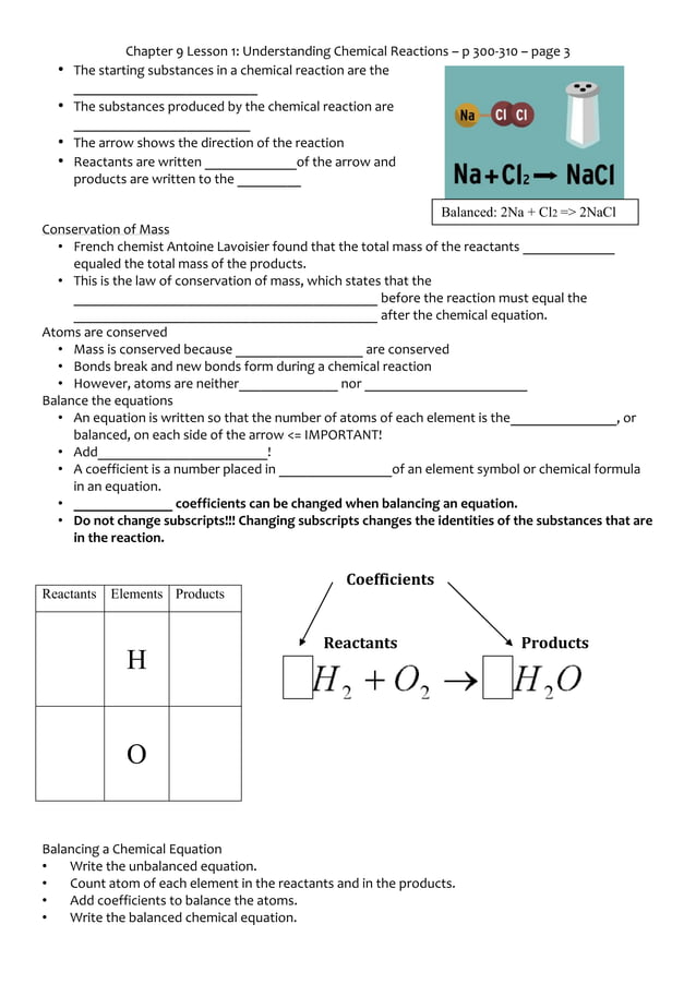 Chapter 9.1: Understanding Chemical Reactions | PDF