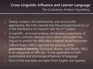 Second-Language Acquisition (Cross-Linguistic Influence and Learner Language) | PPTX