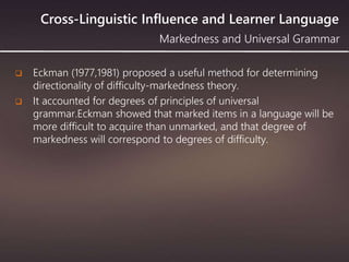 Second-Language Acquisition (Cross-Linguistic Influence and Learner ...