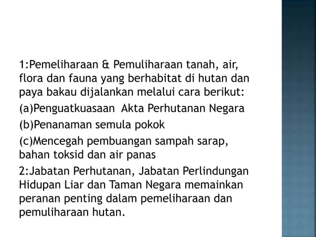 pemeliharaan dan pemuliharaan ekosistem | PPTX