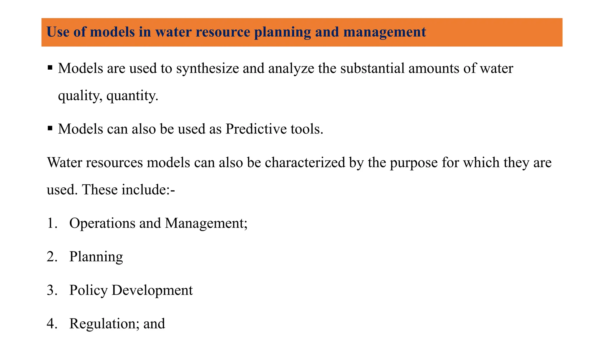 Water Resource Planning & Management Models | PPTX