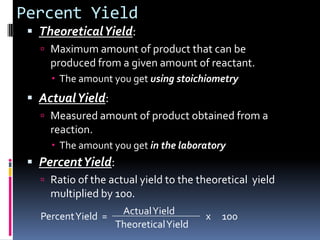 Chapter 9.3 : Limiting Reactants and Percent Yield | PPTX