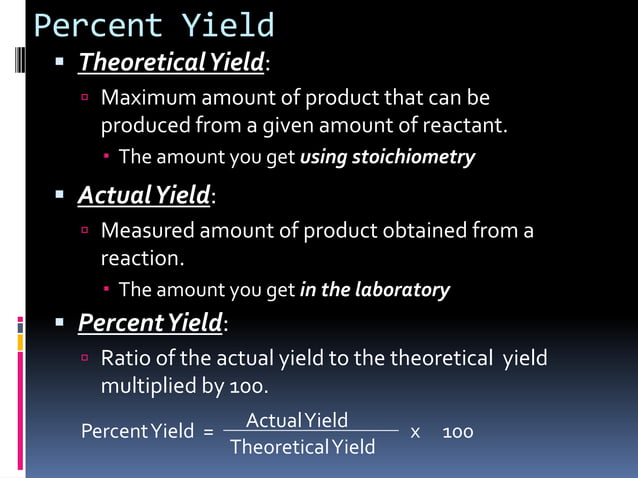 Chapter 9.3 : Limiting Reactants and Percent Yield | PPTX