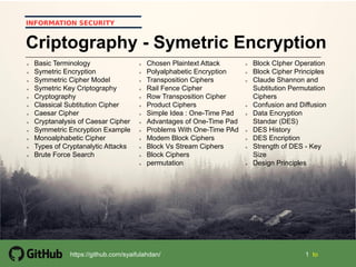 Chapter 9 cryptography- symetric encryption | PDF