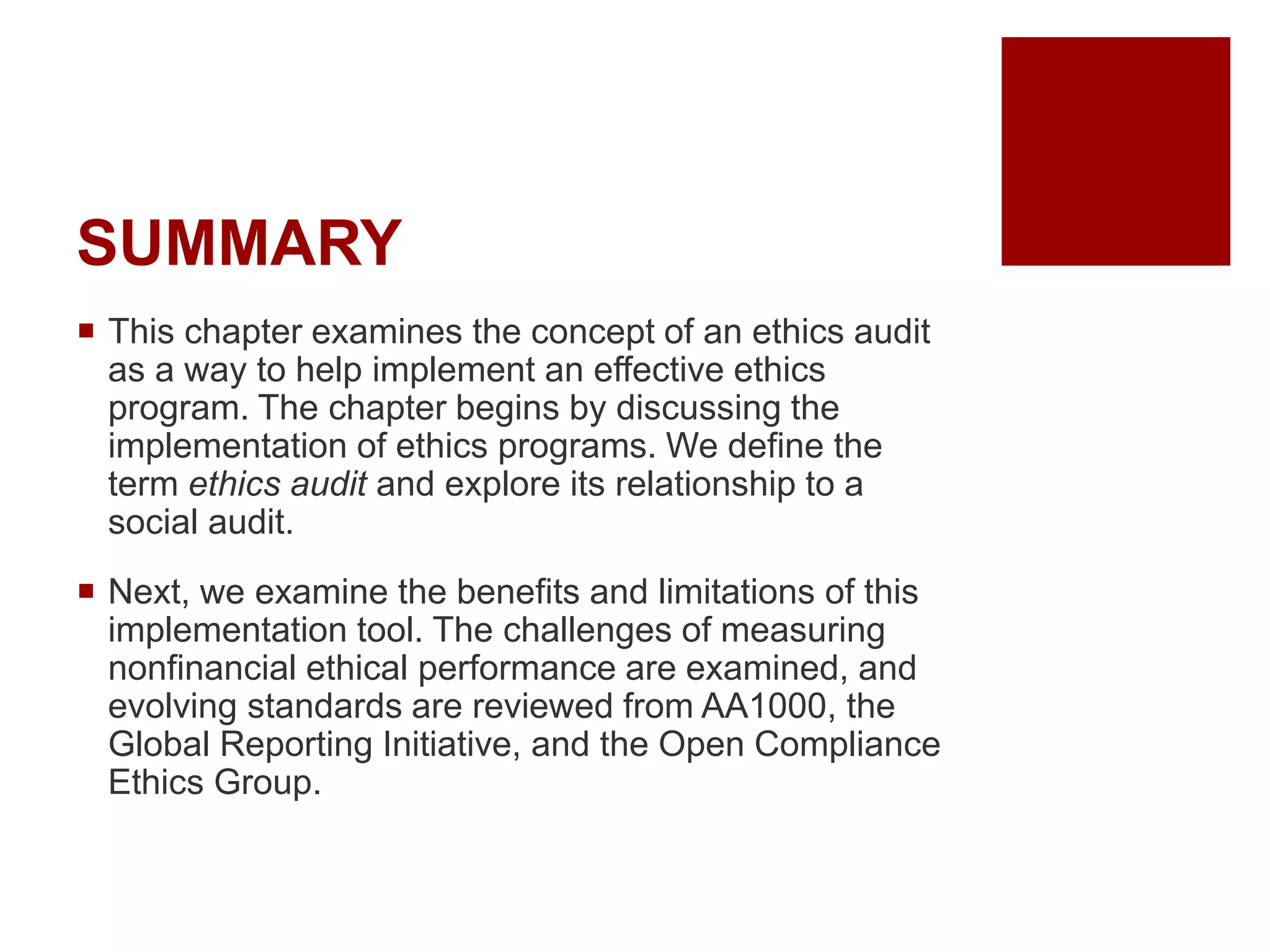 Chapter 9 Managing and Controlling Ethics Programs | PPTX