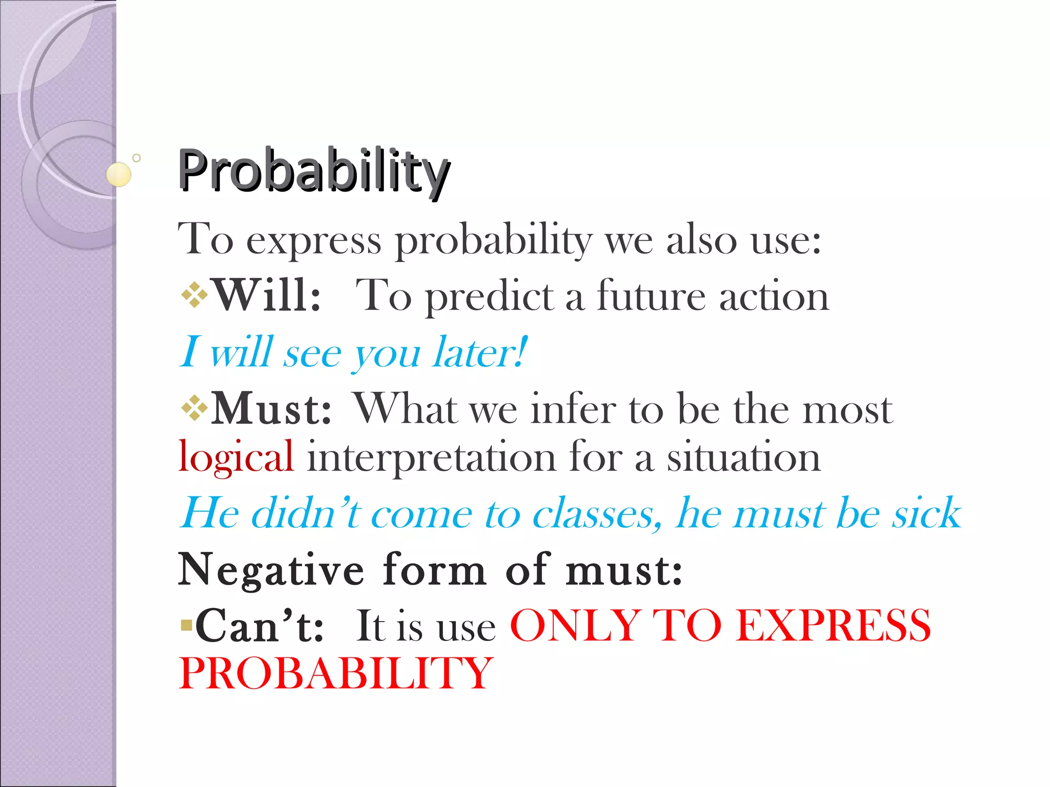 Chapter 9 modals part 1 | PPT