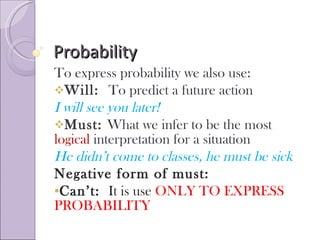Chapter 9 modals part 1 | PPT