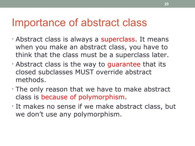 Java Programming - Introduction to Abstract Class | PPT