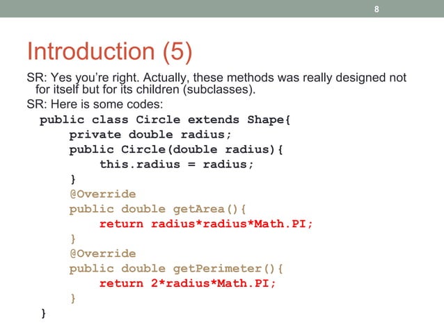 Java Programming Introduction To Abstract Class Ppt Free Download