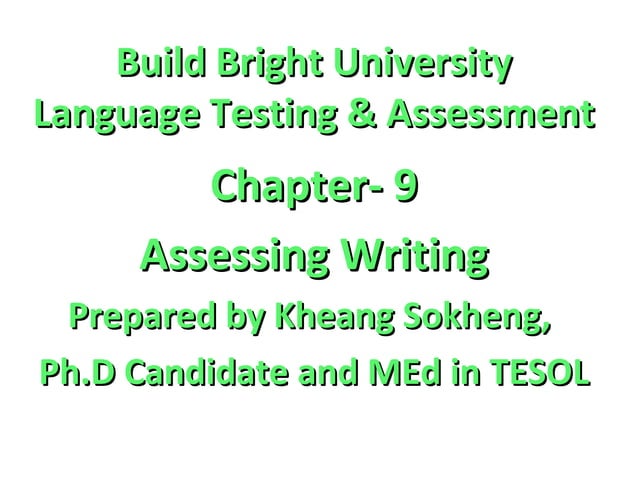 Chapter 9( assessing writing) | PPT | Educational Assessment | Education