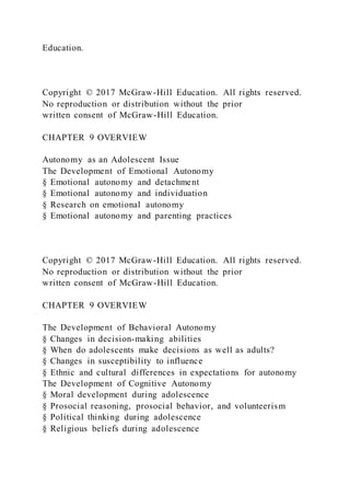CHAPTER 9 –AUTONOMYADOLESCENCE, 11E | PDF