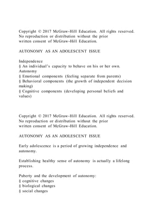 CHAPTER 9 –AUTONOMYADOLESCENCE, 11E | PDF