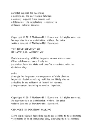 CHAPTER 9 –AUTONOMYADOLESCENCE, 11E | PDF