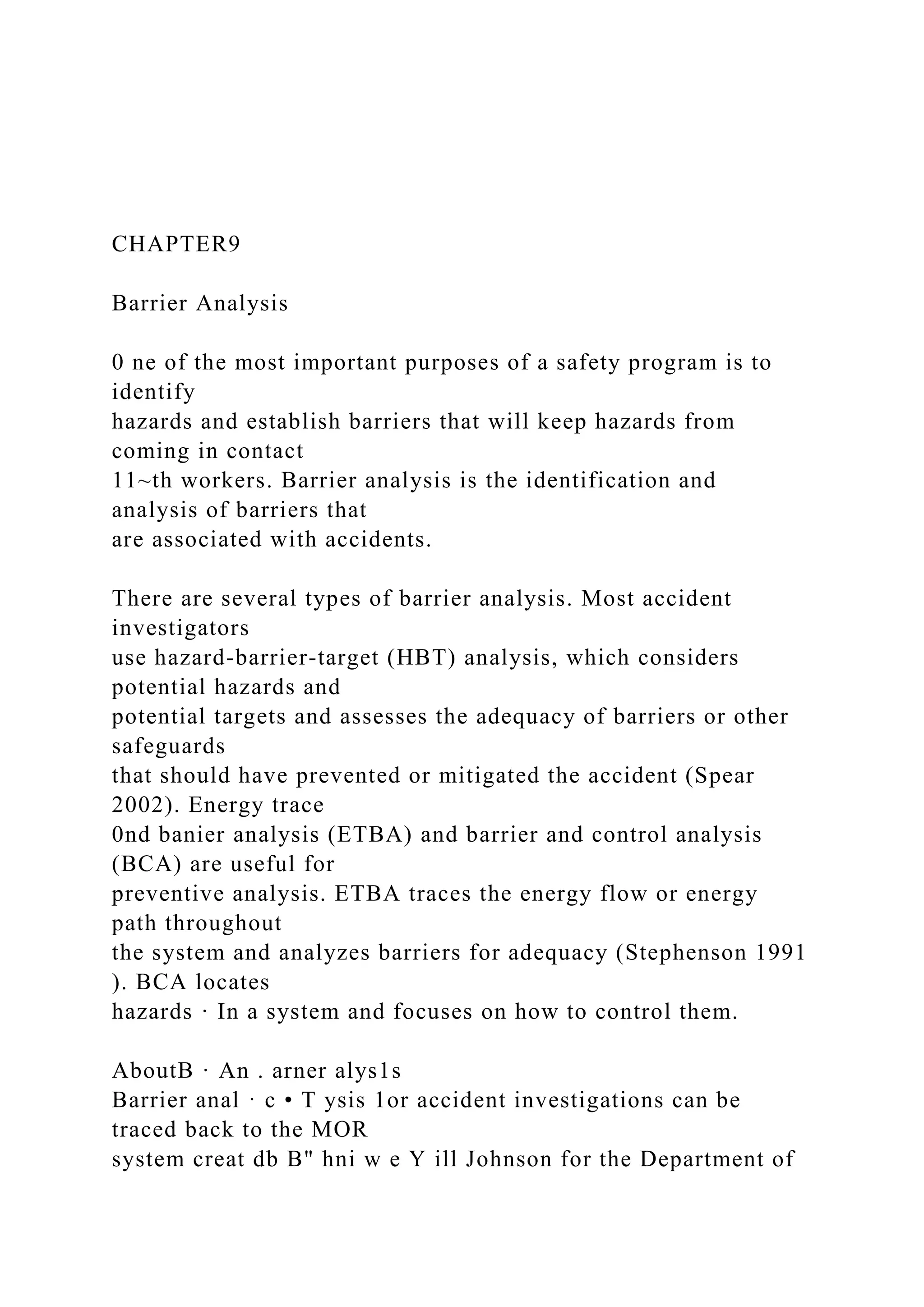 CHAPTER9 Barrier Analysis 0 ne of the most important p.docx