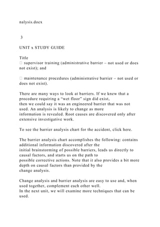 CHAPTER9 Barrier Analysis 0 ne of the most important p.docx