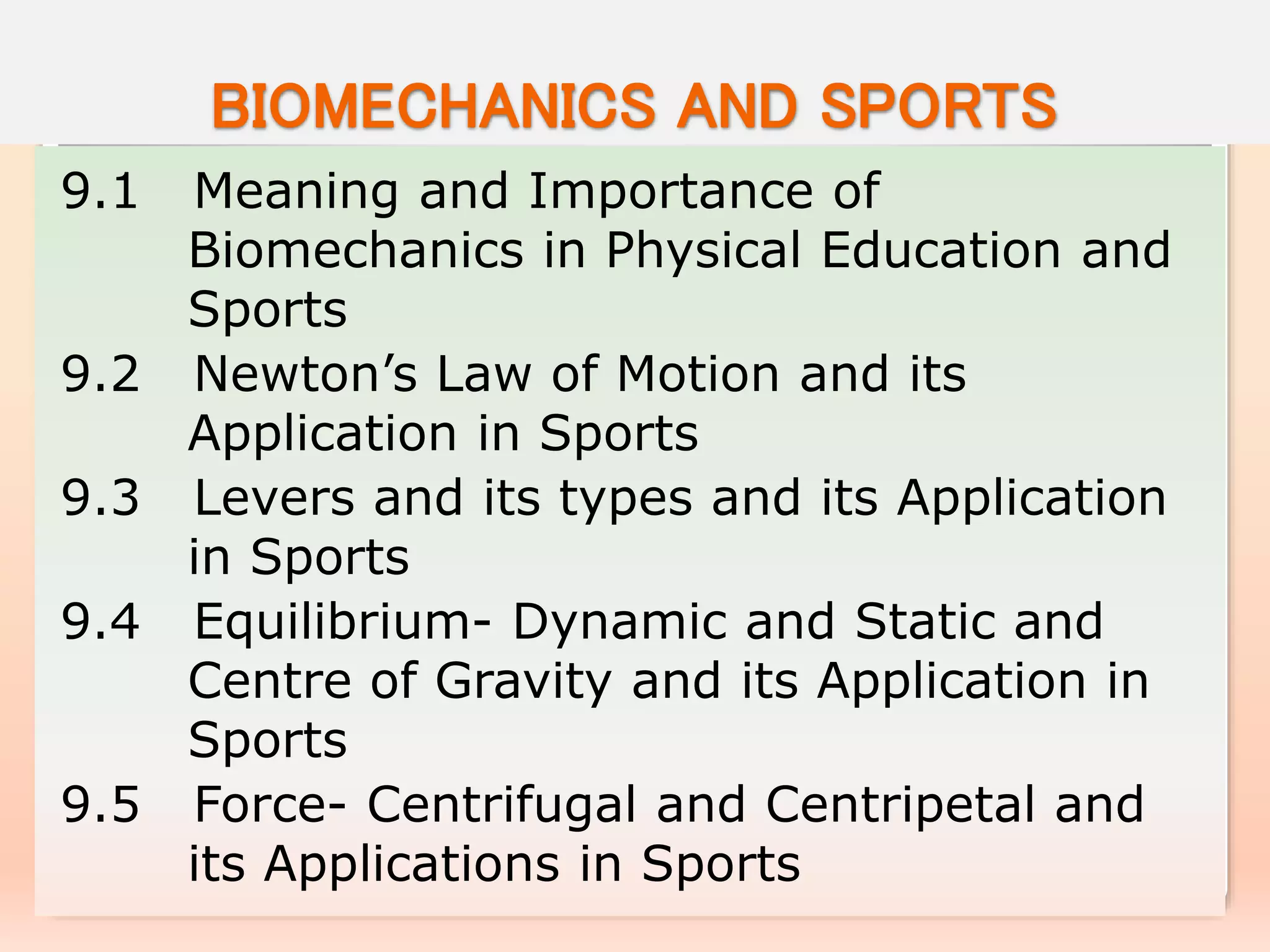 Chapter 9 Biomechanics and Sports | PPTX