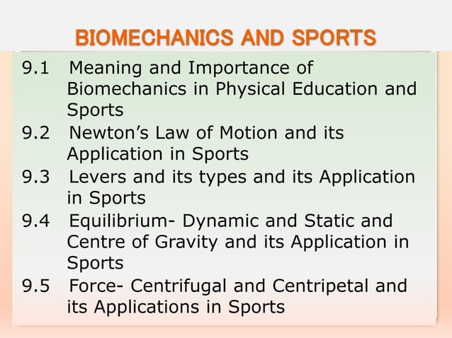 Chapter 9 Biomechanics and Sports | PPTX