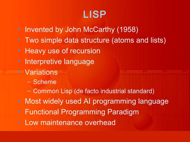Advance LISP (Artificial Intelligence) | PPT | Programming Languages | Computing