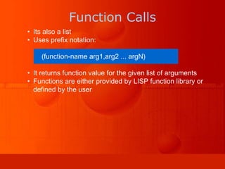 Advance LISP (Artificial Intelligence) | PPT | Programming Languages | Computing