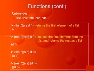 Advance LISP (Artificial Intelligence) | PPT