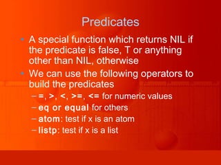Advance LISP (Artificial Intelligence) | PPT