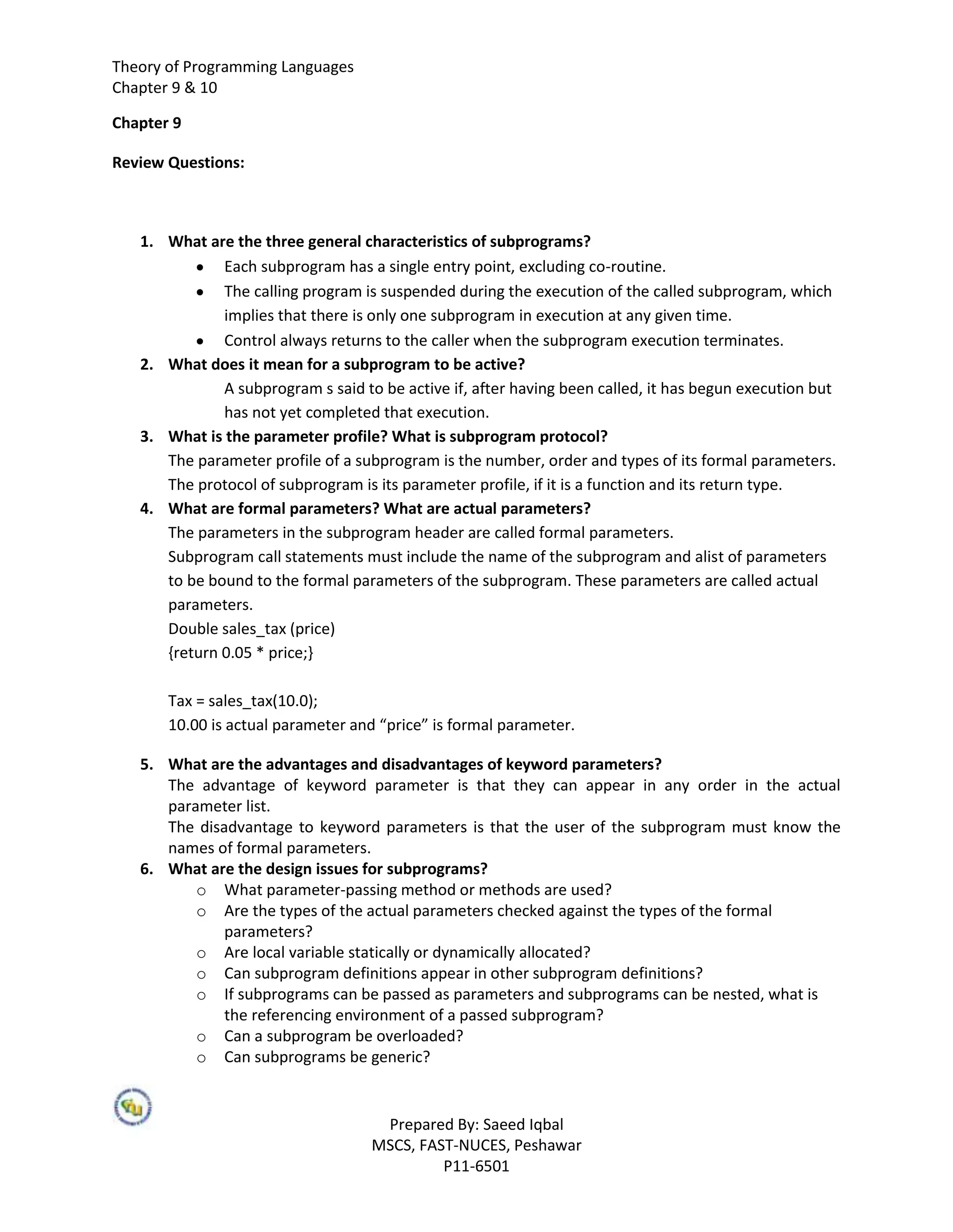Chapter 9 & chapter 10 solutions | DOCX
