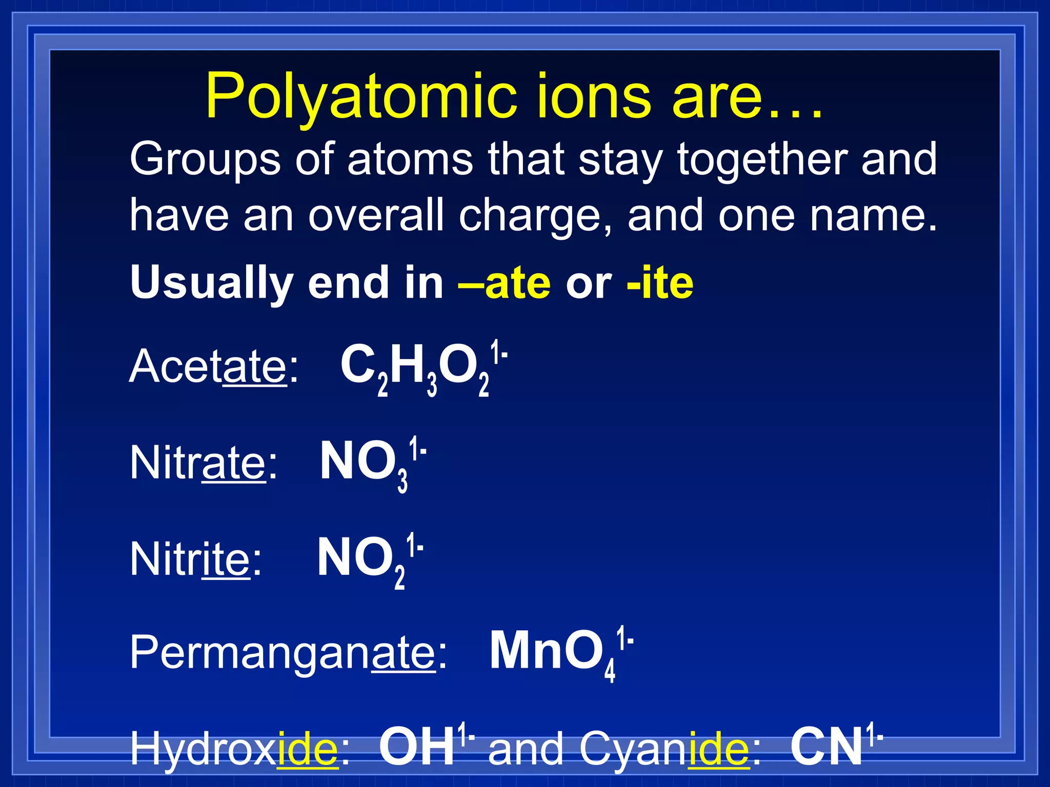 Chemistry - Chp 9 - Chemical Names and Formulas - PowerPoint | PPT