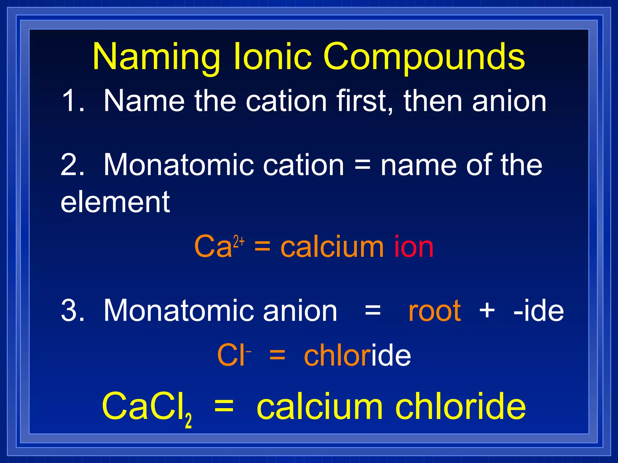Chemistry - Chp 9 - Chemical Names and Formulas - PowerPoint | PPT