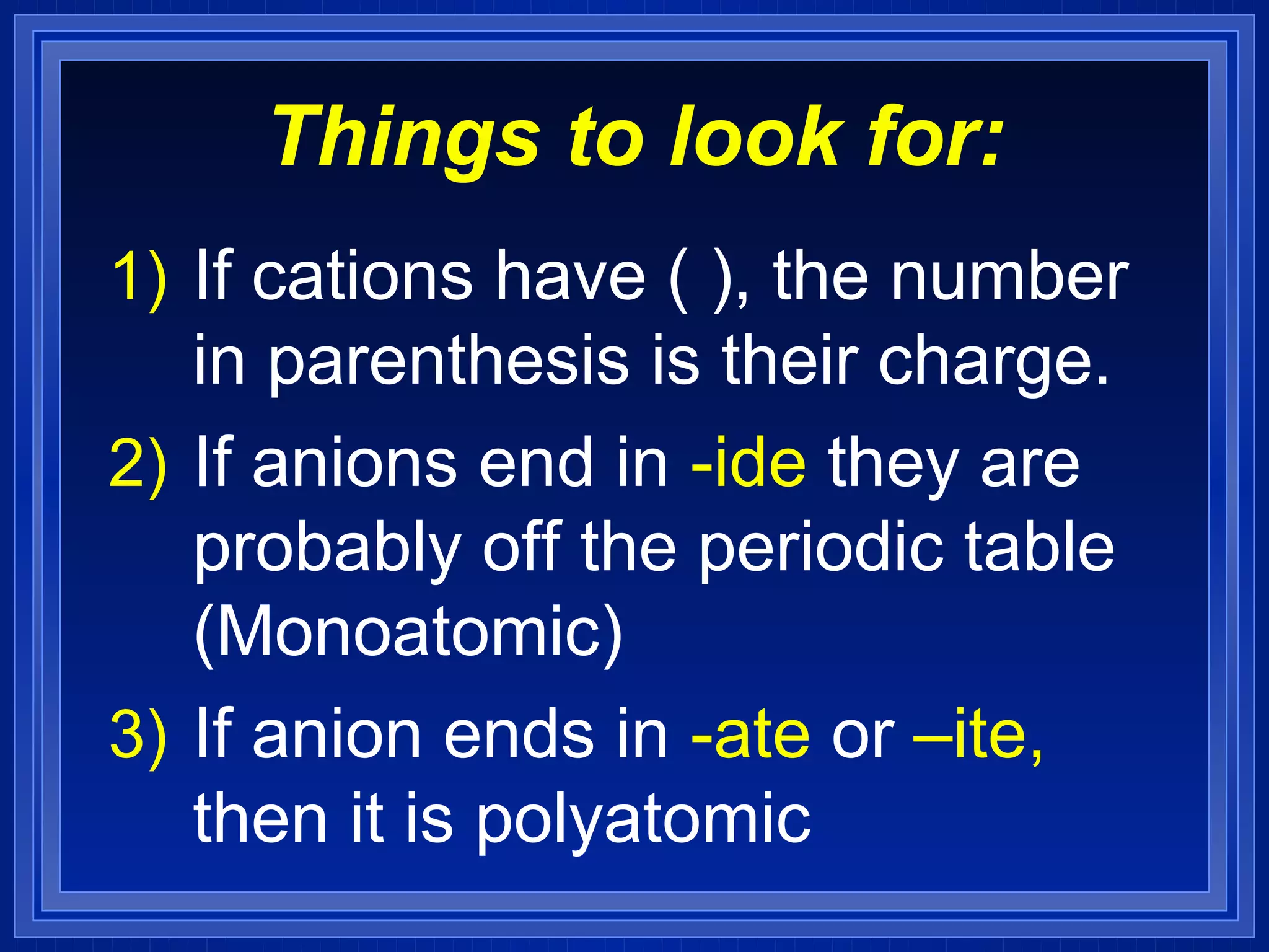 Chemistry - Chp 9 - Chemical Names and Formulas - PowerPoint | PPT