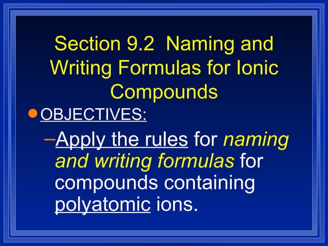 Chemistry - Chp 9 - Chemical Names and Formulas - PowerPoint | PPT ...