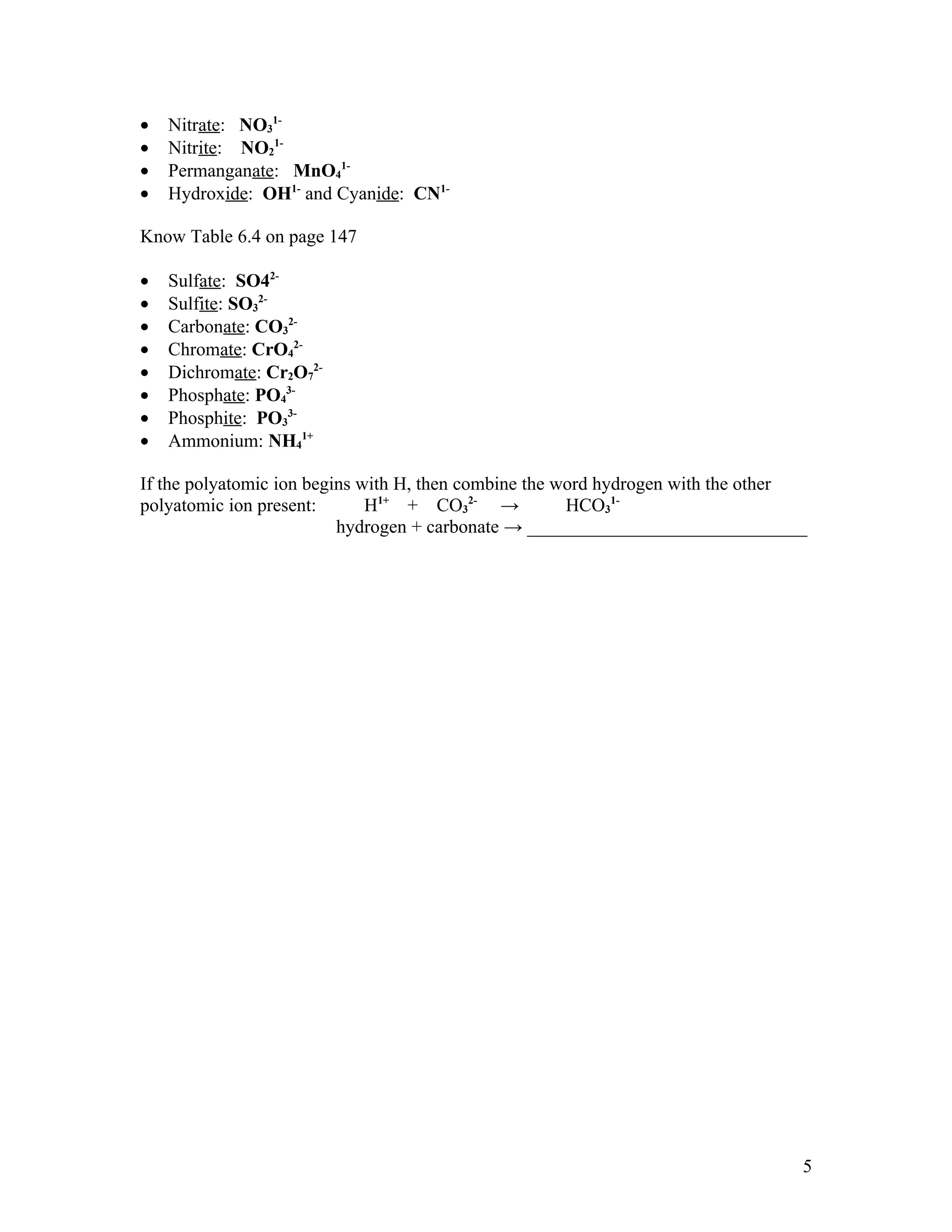 Chemistry - Chp 9 - Chemical Names and Formulas - Notes | PDF