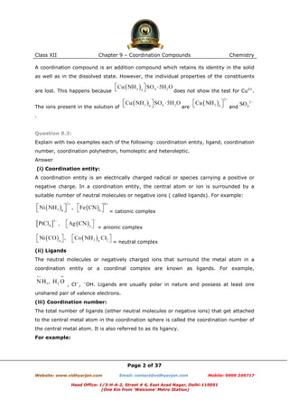 Chapter 9 coordination compounds | PDF